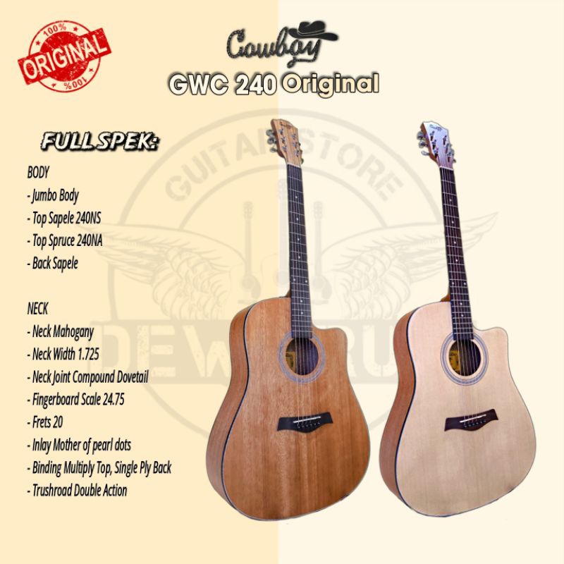 Jual ORIGINAL Cowboy Gwc 240 NA/NS | Gitar Cowboy Original | Dewaruci ...