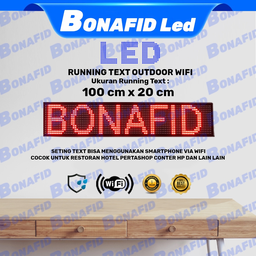 Jual Jual LED Running Text 100cm x 20cm Moving Sign Warna Merah toko ...