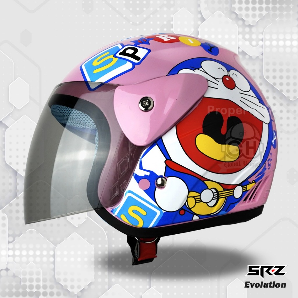 Jual HELM EVOLUTION DORAEMON PINK HALF FACE MODEL GM EVO | Shopee Indonesia