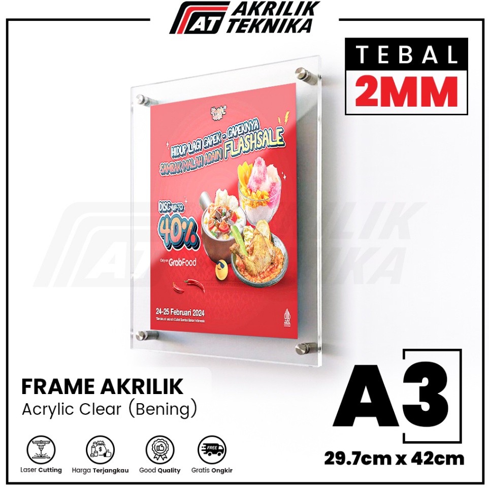 Jual Serbuu Frame Bingkai Display Poster Akrilik Menu Dinding Ukuran A3 ...