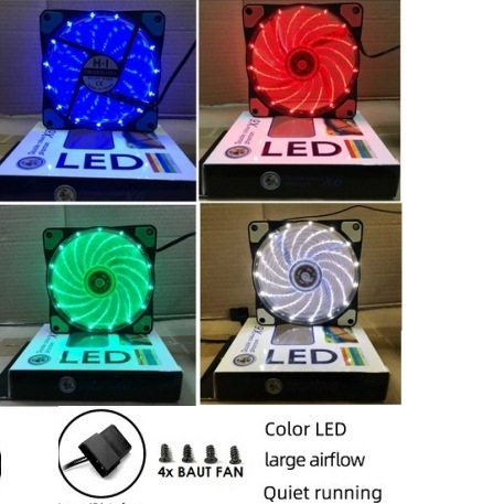 Jual FAN 12cm Cooling PC Case Computer LED Light Glowing Ultra Silent ...