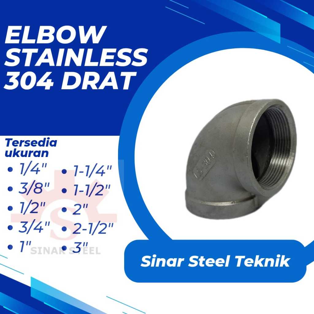 Jual ELBOW LAS STAINLESS STEEL 304 SCH 10 ukuran 1/2" inch WELDED ...