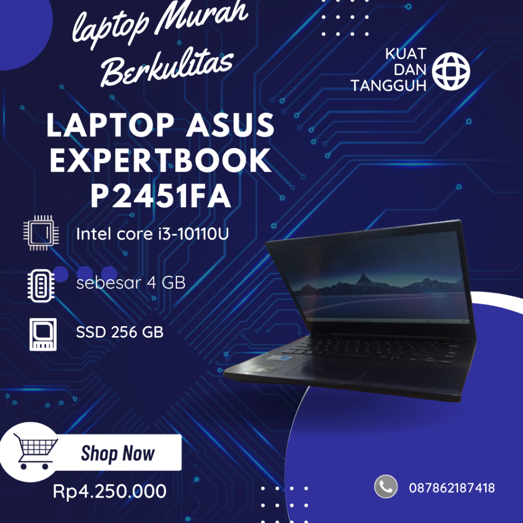 Jual Laptop ASUS EXPERTBOOK P2451FA RAM 4GB SSD 256GB Intel core i3 ...