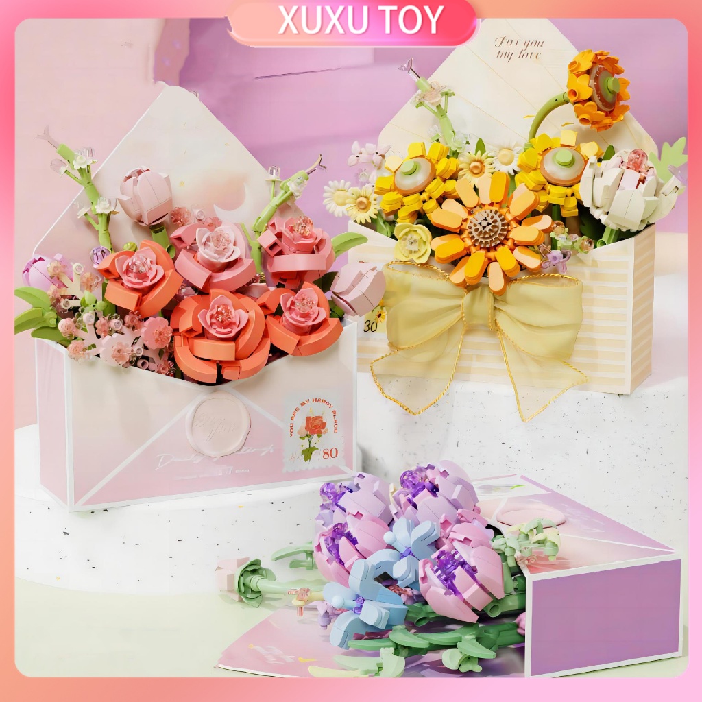 Jual XUXU TOYS Bricks Bunga Seri Surat Cinta Blok Bangunan Bunga Buket ...