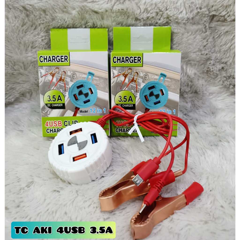 Jual Charger Aki 4USB 3.5A/Charger aki Clip 4USb | Shopee Indonesia