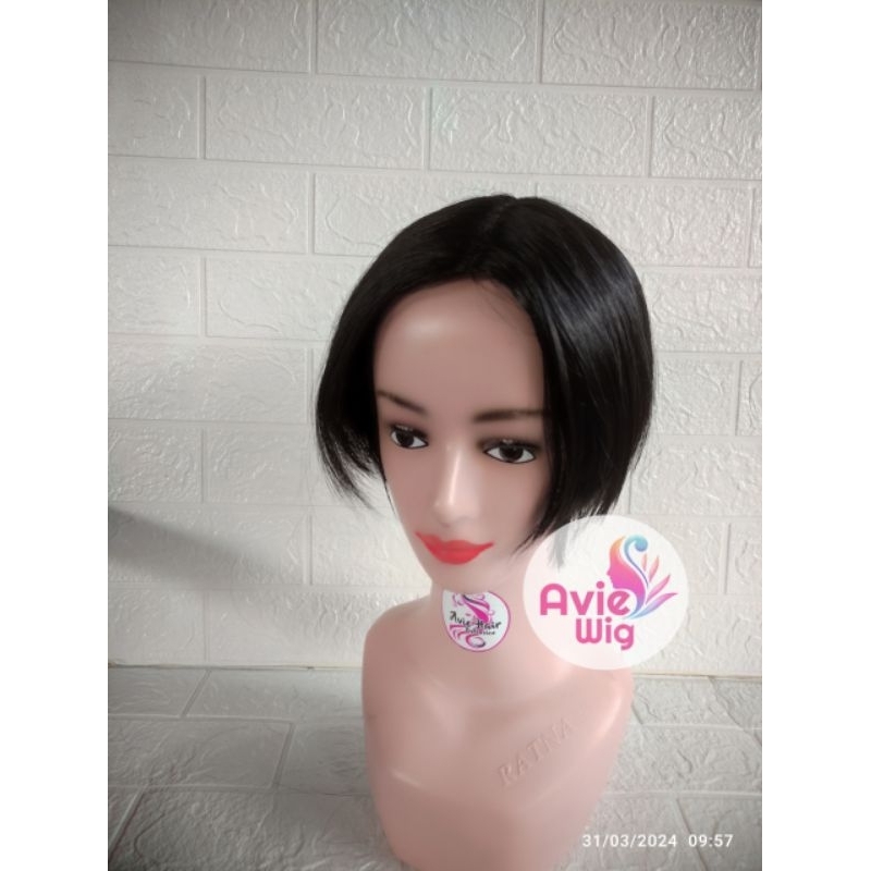 Jual WIG PRIA PENDEK RAMBUT PALSU COWOK HITAM MODEL BELAH TENGAH LURUS ...