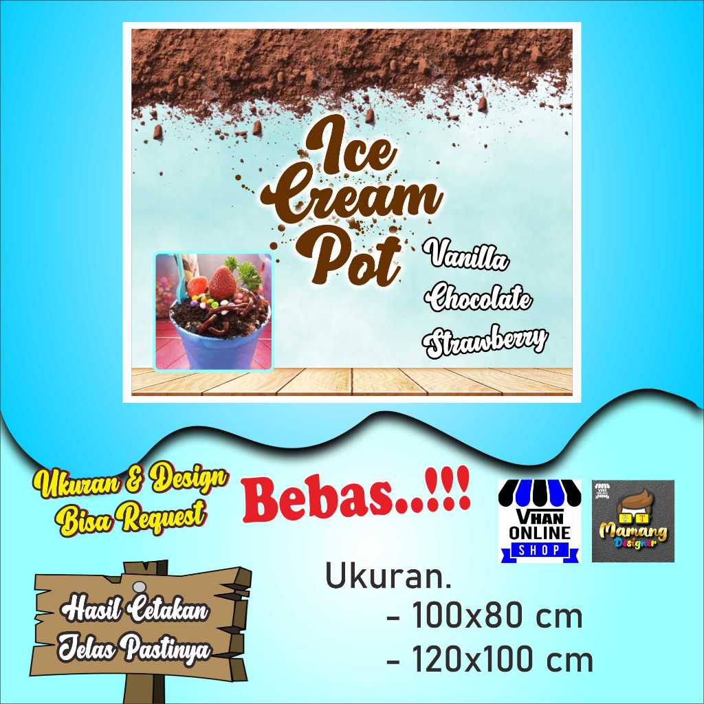 Jual Spanduk, Banner, Mmt Ice Cream Pot, Es Krim Pot Bunga, Bagus Murah ...