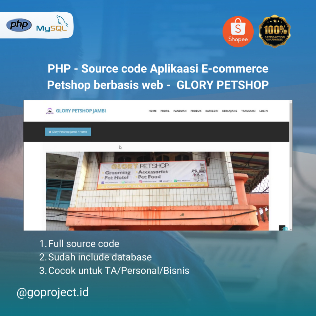 Jual PHP - Source code Aplikaasi E-commerce Petshop berbasis web - GLORY PETSHOP | Shopee Indonesia