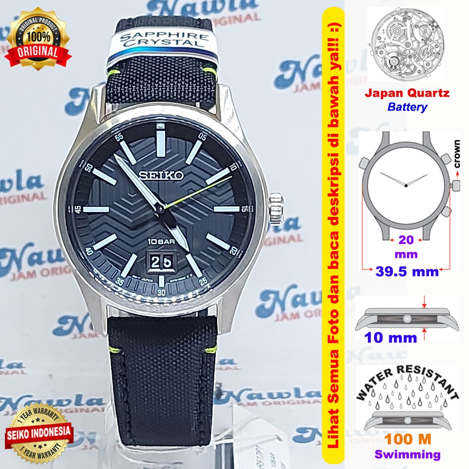 Jual Seiko Quartz SUR517P1 Classic Nylon Sapphire Black - Jam Tangan ...