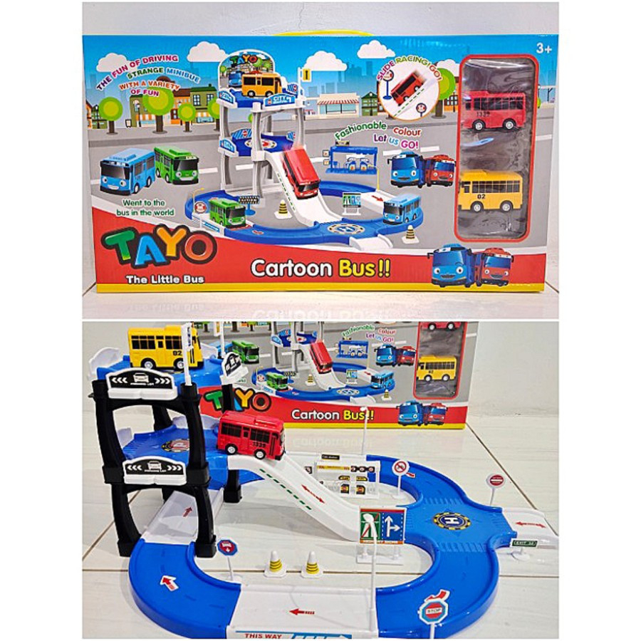 Jual Mainan Parking Lot Tayo Track Play Set Parkir Mobil Bus Tayo ...