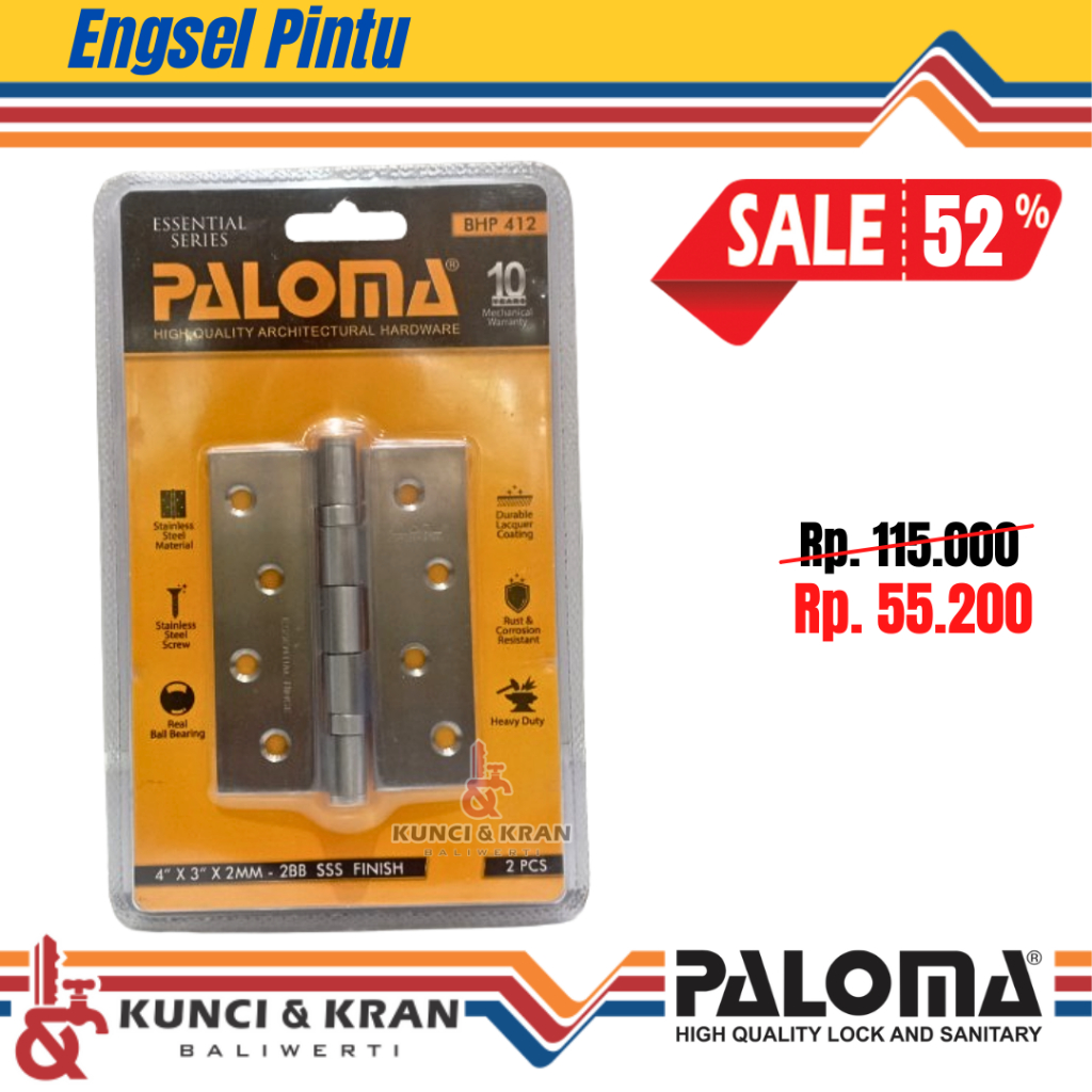 Jual Engsel Pintu Paloma Bhp412 Ess 4x3x2mm 2bb Sss Engsel Stainless ...