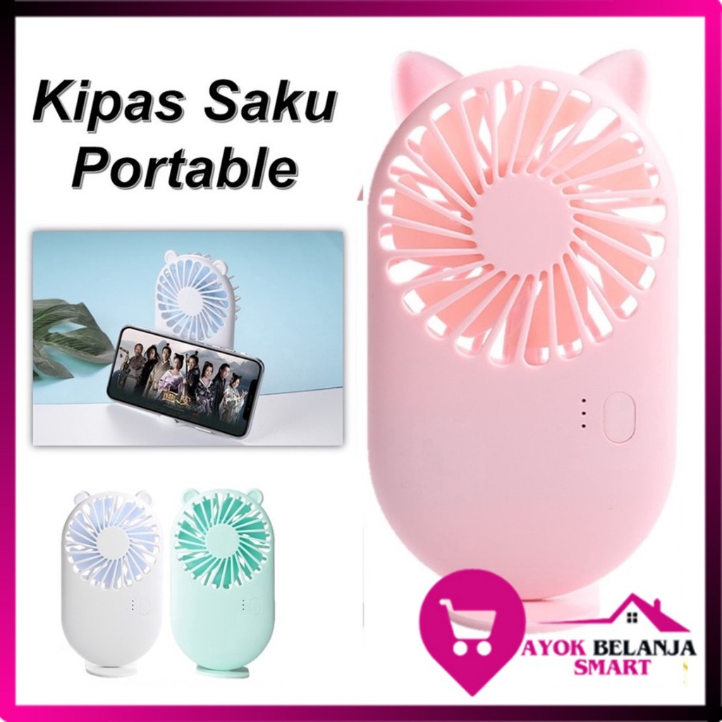 Jual ABS Kipas Angin Portable 2 IN 1 Cute Pocket Mini Fan USB Cooling ...