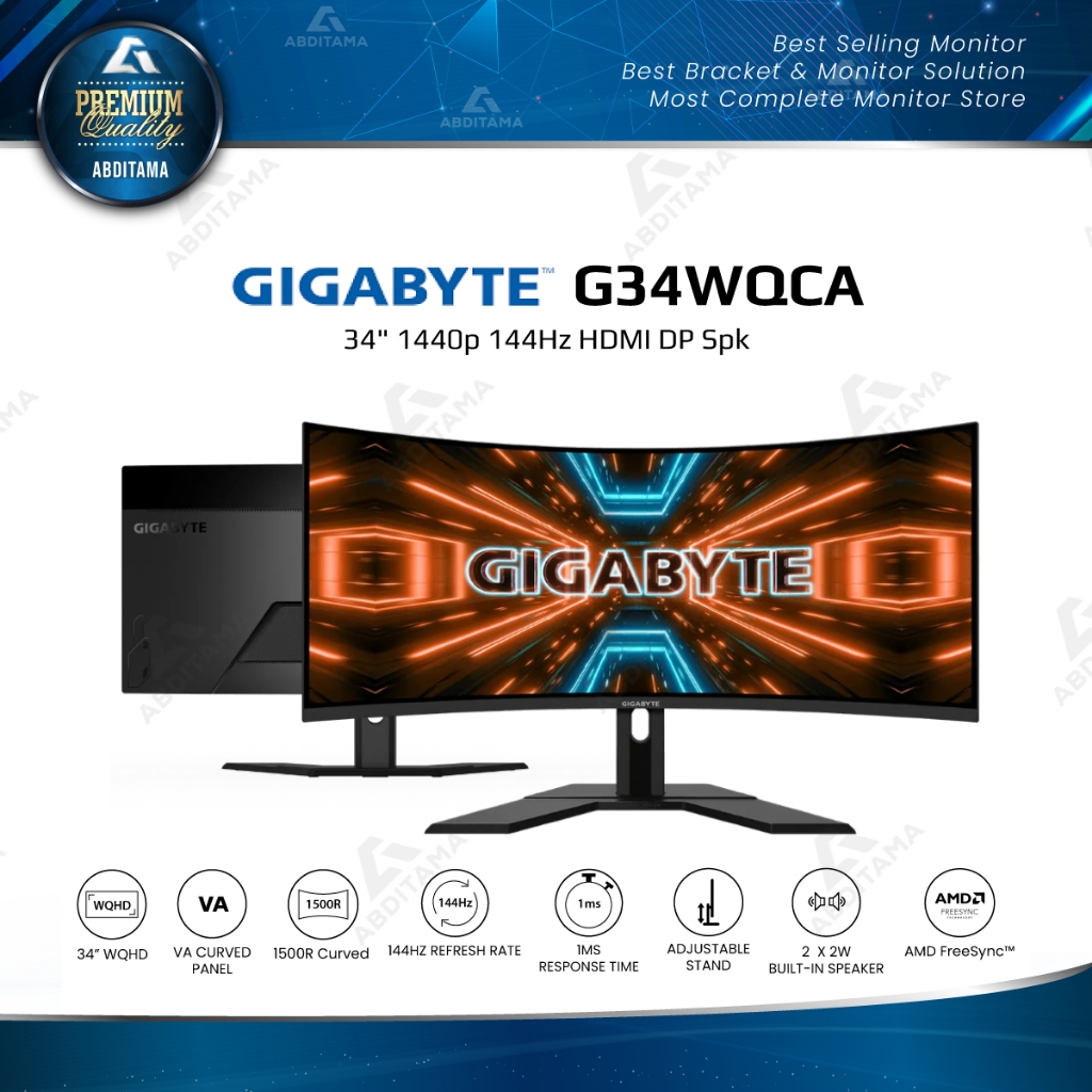Jual Monitor LED Ultrawide GIGABYTE G34WQCA 34" 1440p 144Hz HDMI DP Spk ...