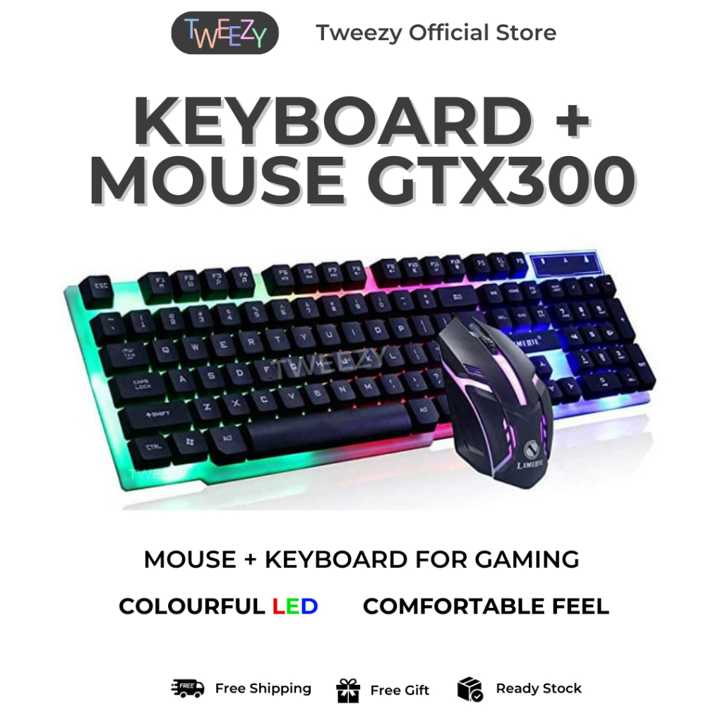 Jual Paket Keyboard Gaming dan Mouse Set GTX300 Suspension Keycaps ...