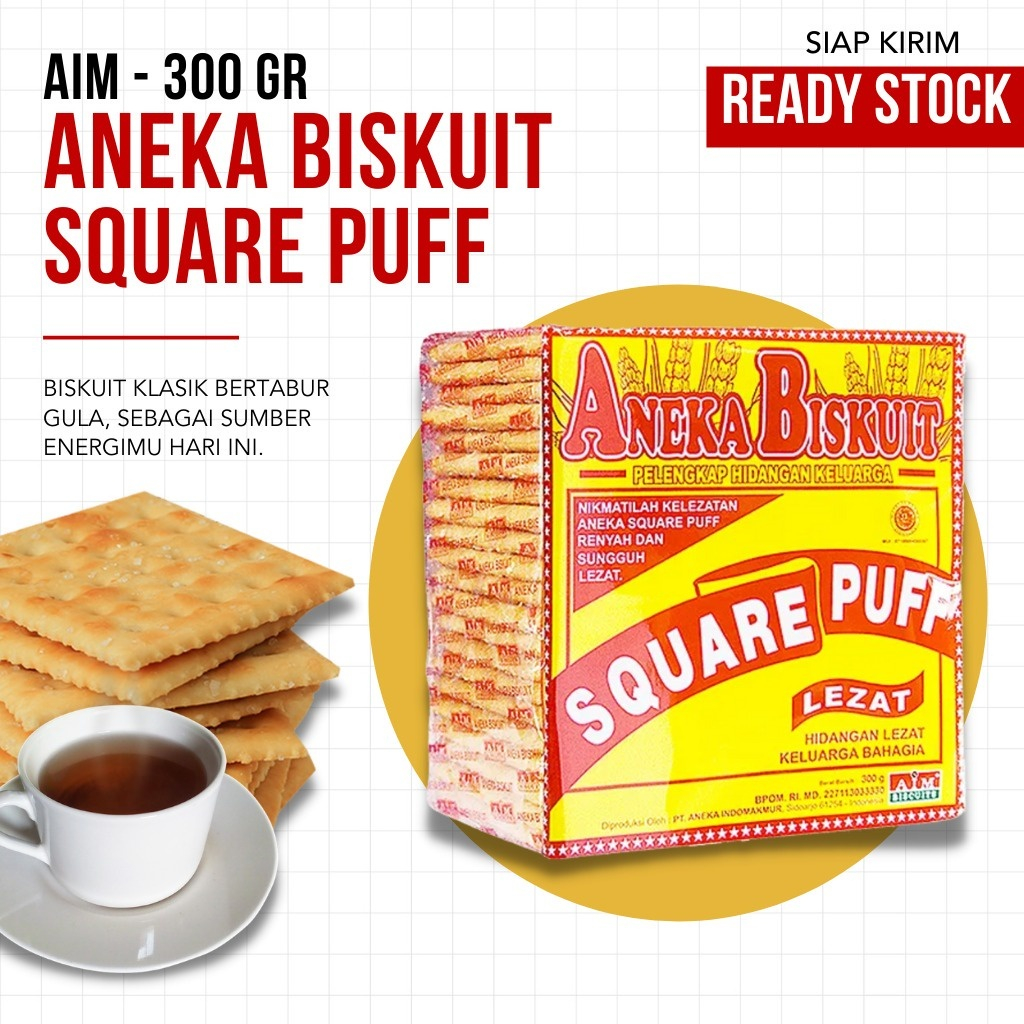 Jual aneka biskuit square puff 300gr - aim biskuit square puff - square ...