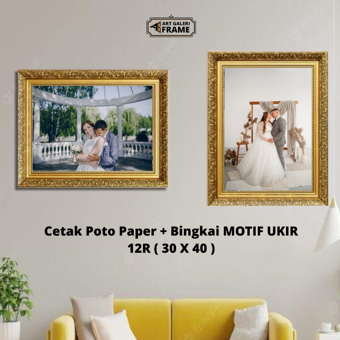Jual PAKET cetak poto + bingkai motif ukir 12R ( 30 x 40 ) bingkai double TANPA KACA | Shopee ...