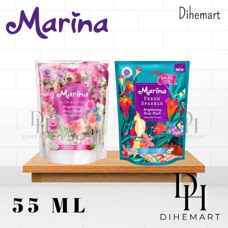 Jual Marina Brightening Body Wash Glow & Soften | Fresh Sparkle 55ml ...