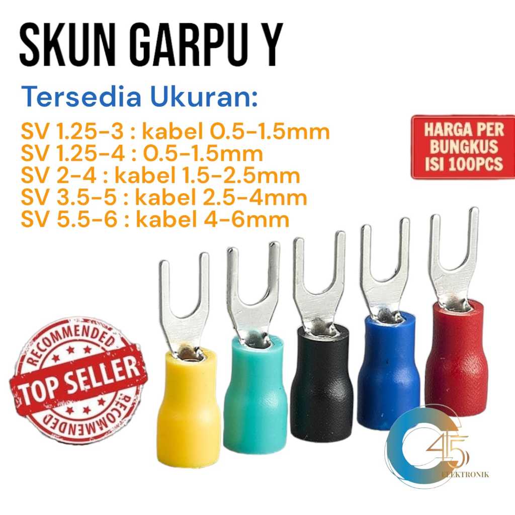 Jual Skun Garpu Skun Y SV 5.5-6 1 PACK ISI 100PCS | Shopee Indonesia
