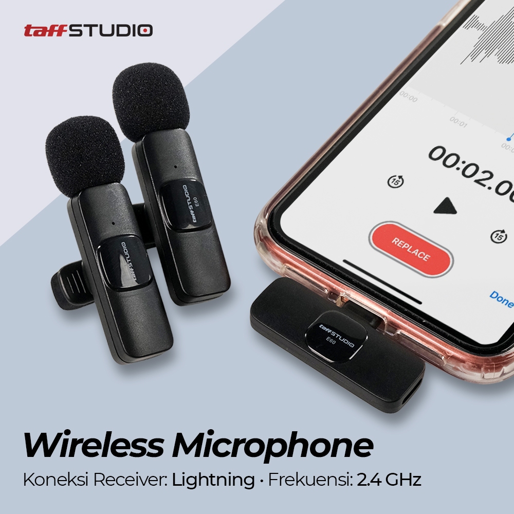 Jual ORIGINAL E60 2 Microphone Wireless + Receiver Type-C / Lightning ...