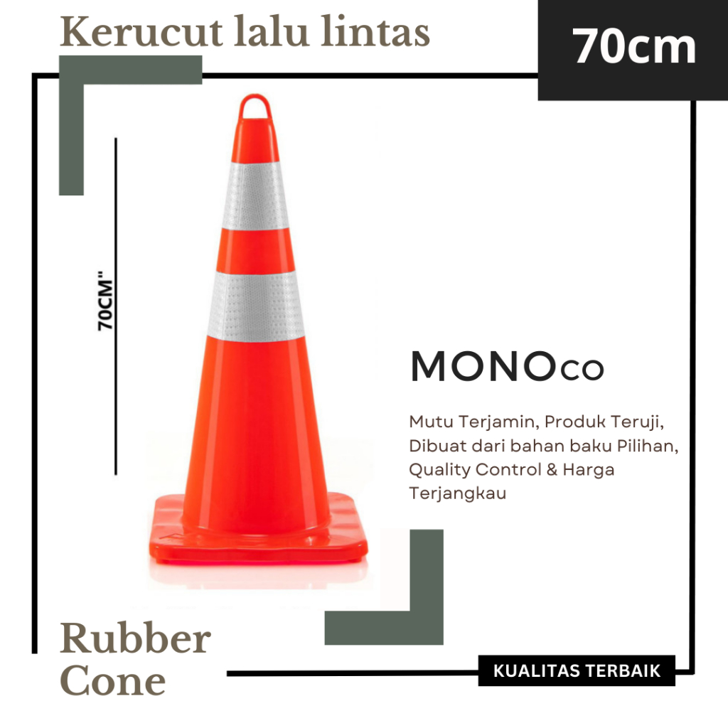Jual Kerucut lalu lintas 70cm Safety Cone Traffic Rubber Cone | Shopee Indonesia