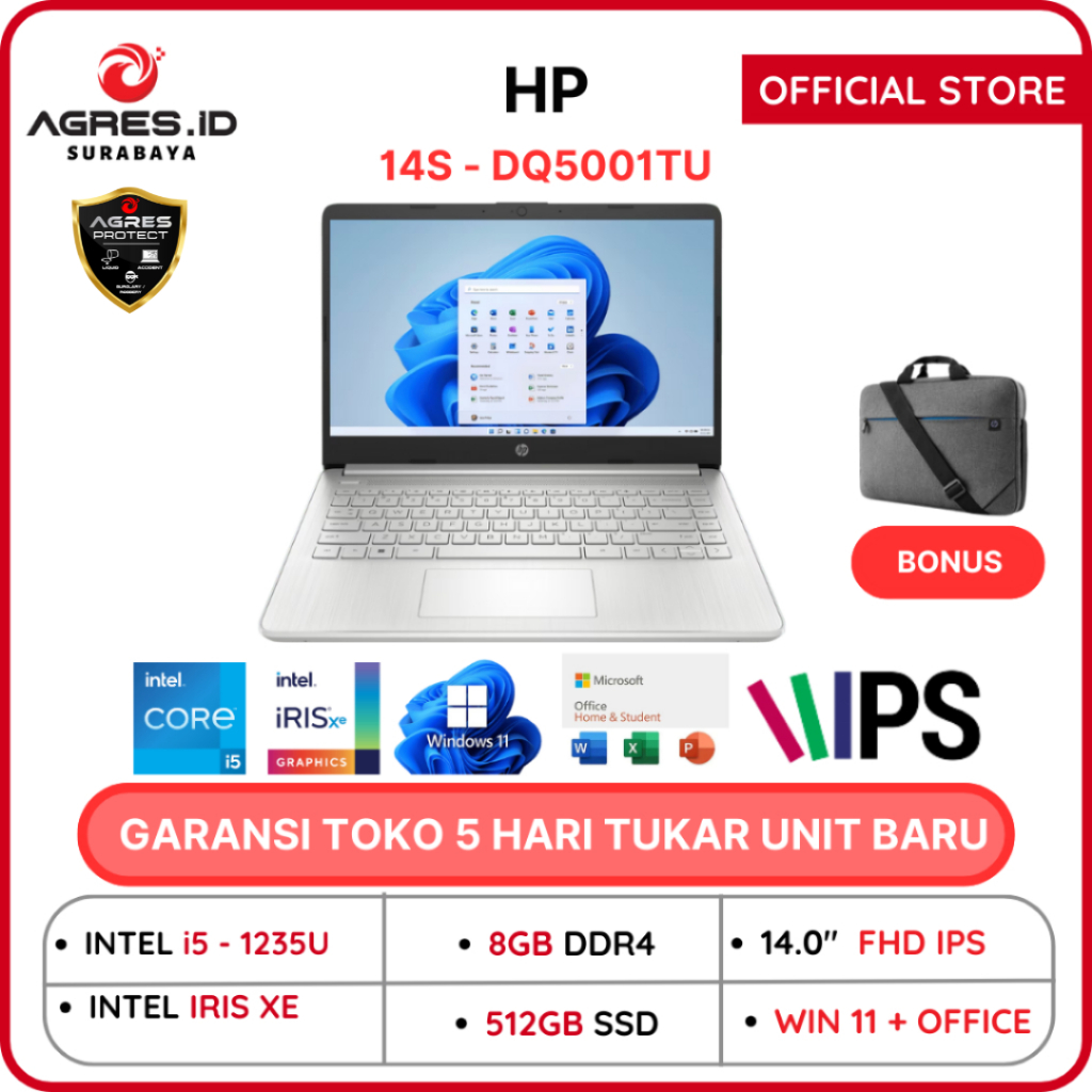 Jual HP 14s DQ5152TU/DQ5227TU Core i5 1235 RAM 8GB 512GB SSD 14.0inch ...