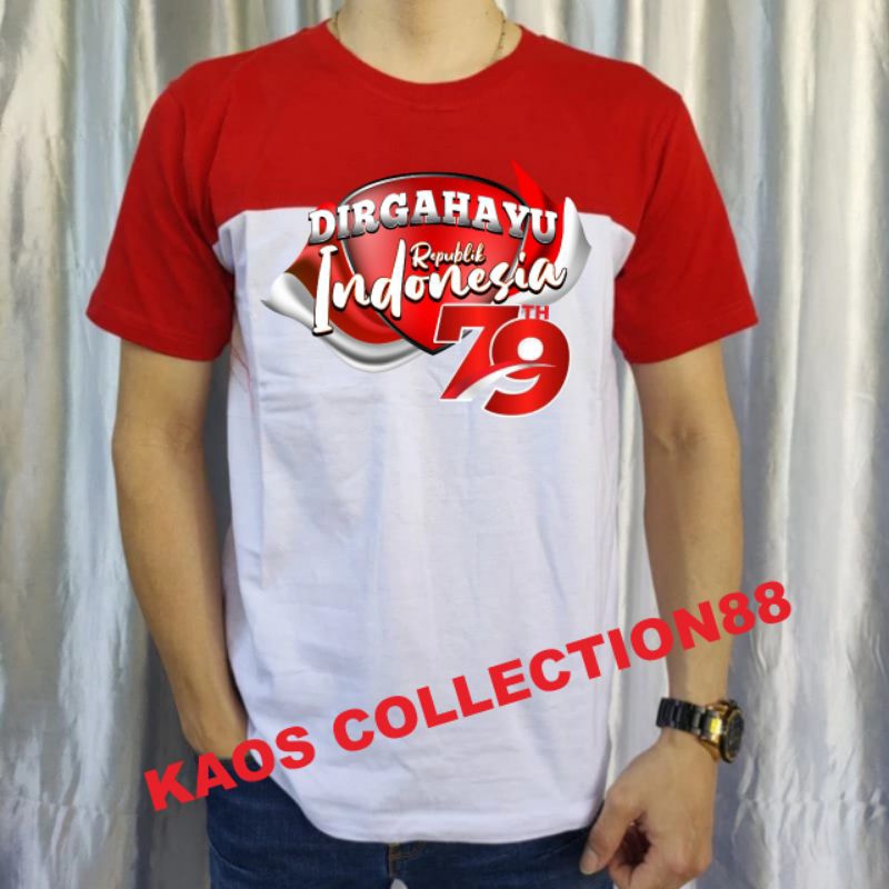 Jual kaos kemerdekaan Indonesia HUT RI ke 79 lengan pendek besar dirgahayu | Shopee Indonesia