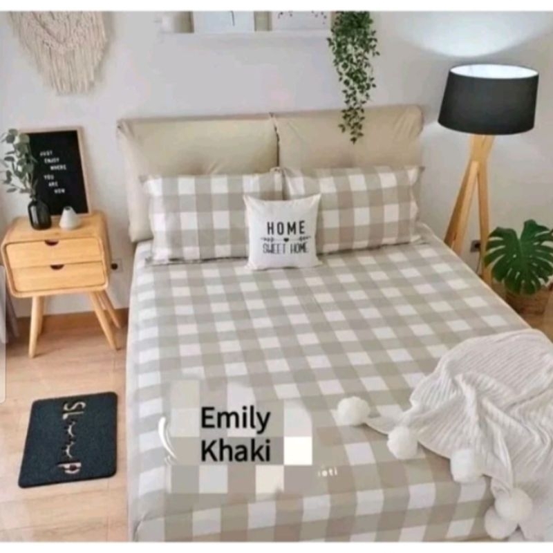 Jual Sprei motif kotak / Sprei Emily / Sprei kotak hitam / Sprei ...
