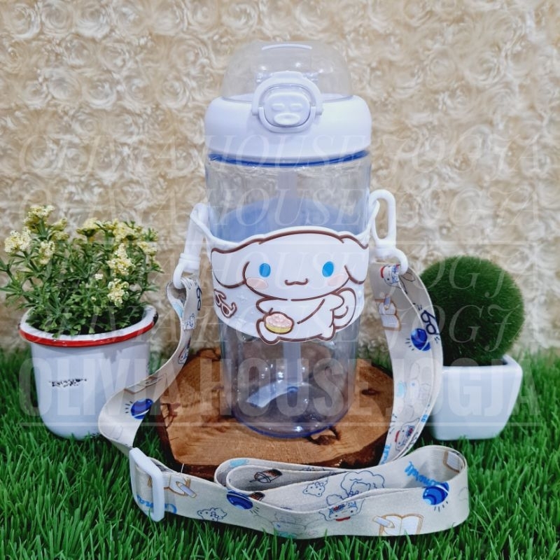 Jual Botol Minum Plastik Cinnamoroll 650ml Tali Panjang Tempat Minum Cinnamoroll Putih Sticker ...
