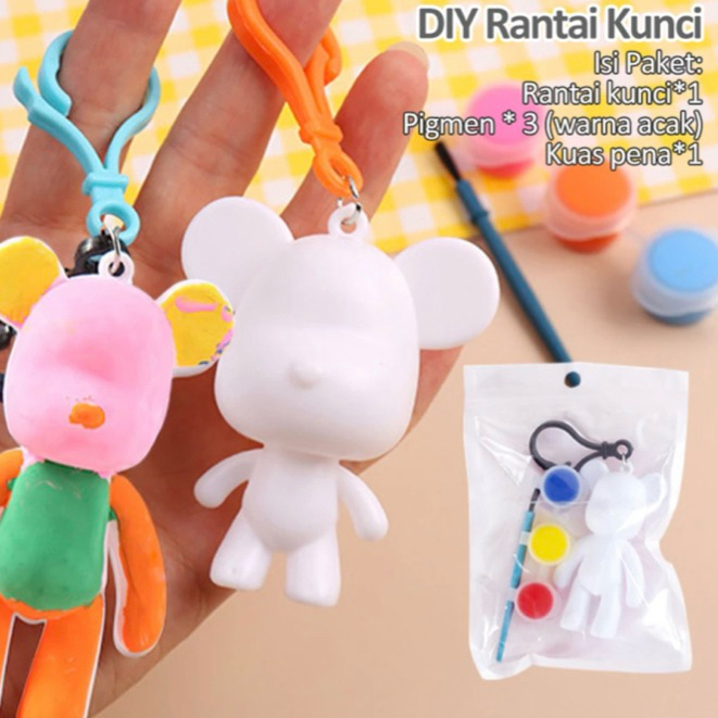 Jual ST Gantungan Kunci Mini Beruang Dengan Cairan Bear Brick Handmade ...