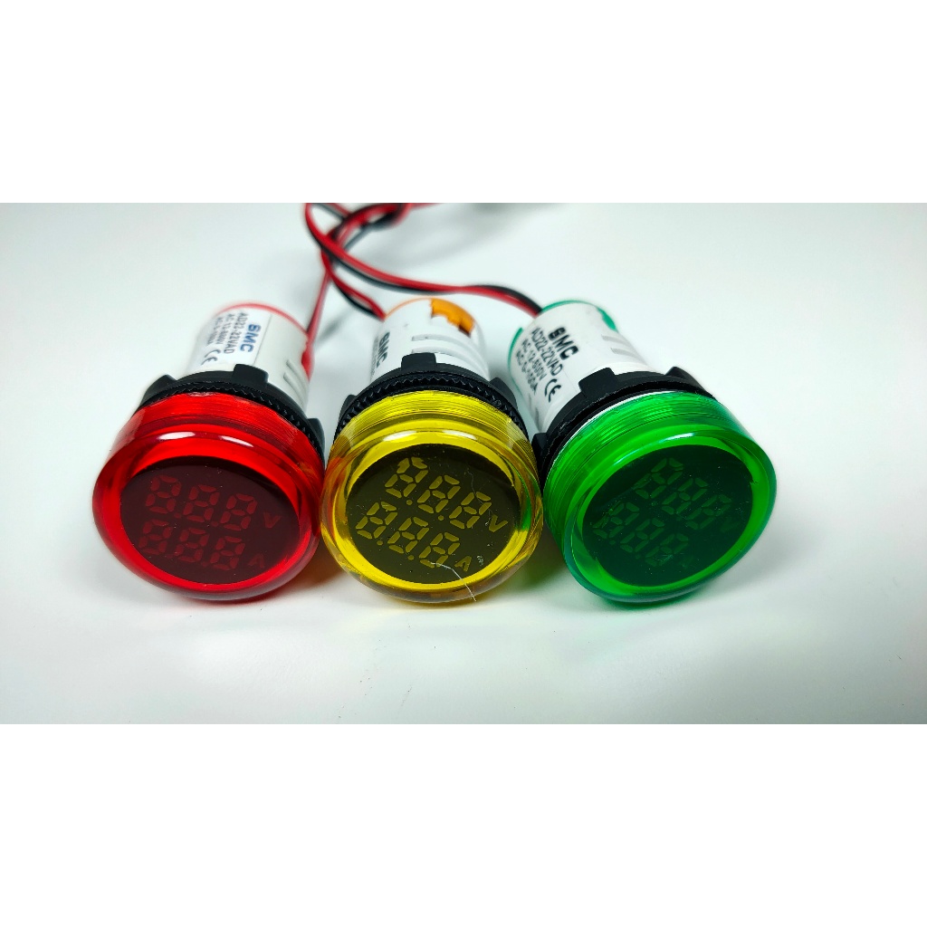 Jual Pilot Lamp LED with VOLT+AMPER METER 22mm AD22-22VAD | Shopee ...