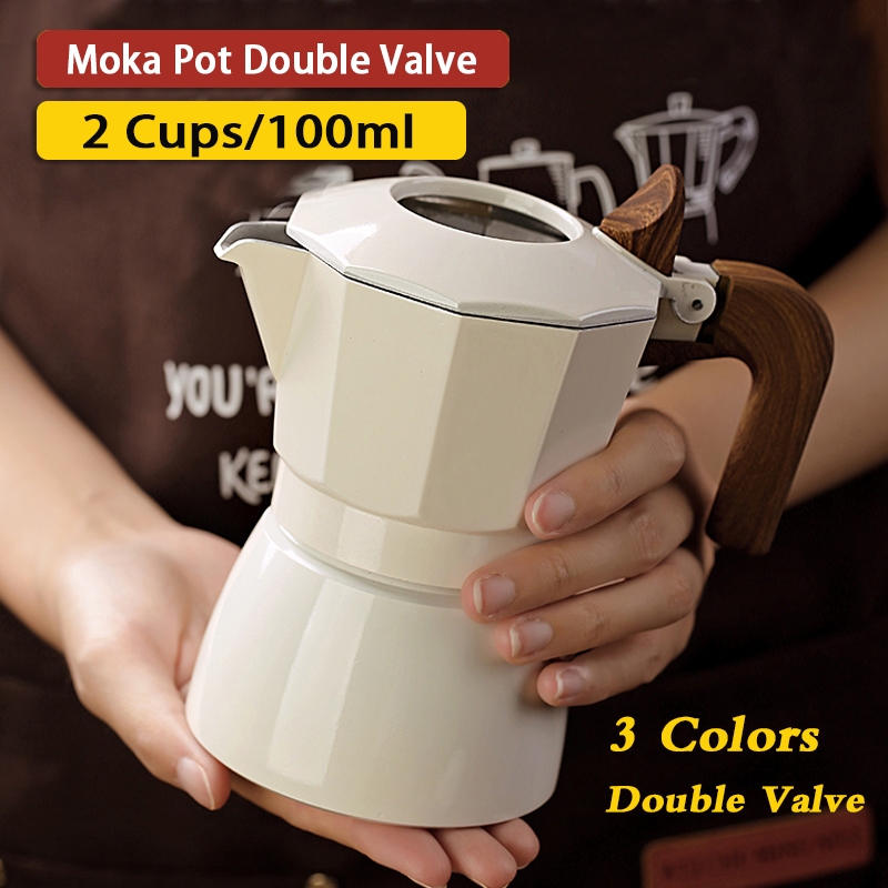 Jual Moca Pot Espresso Coffee Pot Mocca Pot Double Valve Mocha Pot ...