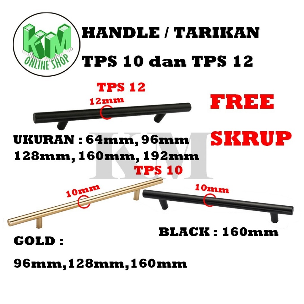 Jual Handle Bulat TPS-10&TPS-12 Black&Gold Handle Minimalis Laci&Lemari ...