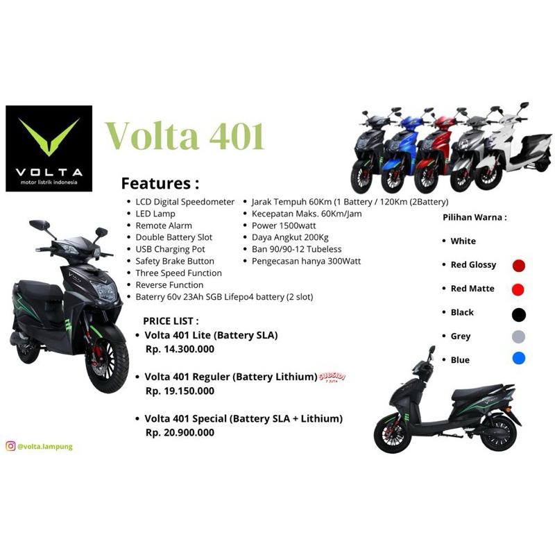 Jual Motor Listrik Volta 401 Reguler - Subsidi - Lampung | Shopee Indonesia