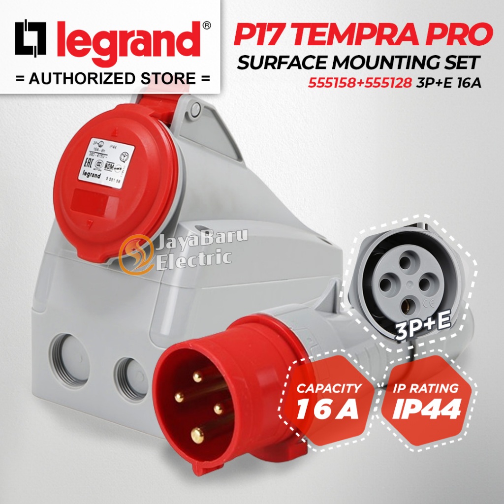 Jual Legrand Paket 1 Set Plug Surface Mounting Socket 3P+E / 4 Pin 4pin 16A IP44 555158 555128 ...