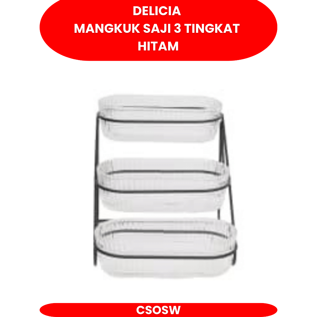 Jual Delicia Mangkuk Saji 3 Tingkat Hitam Serving Bowl Lens 3 Tier ...