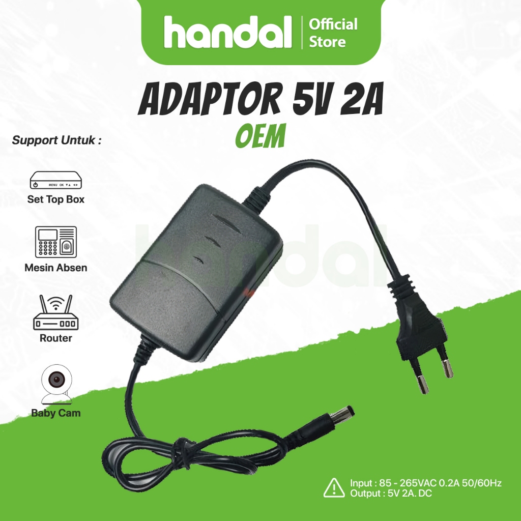 Jual Adaptor 5V 2A ORIGINAL SUPPORT STB, Mesin Absen, Router, Babycam ...