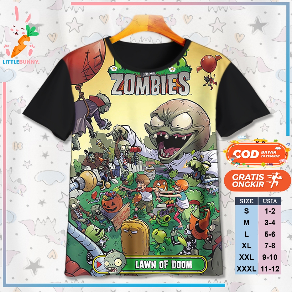 Jual BAJU KAOS ANAK 3D GAME PLANTS VS ZOMBIES - LAWN OF DOOM | Shopee ...