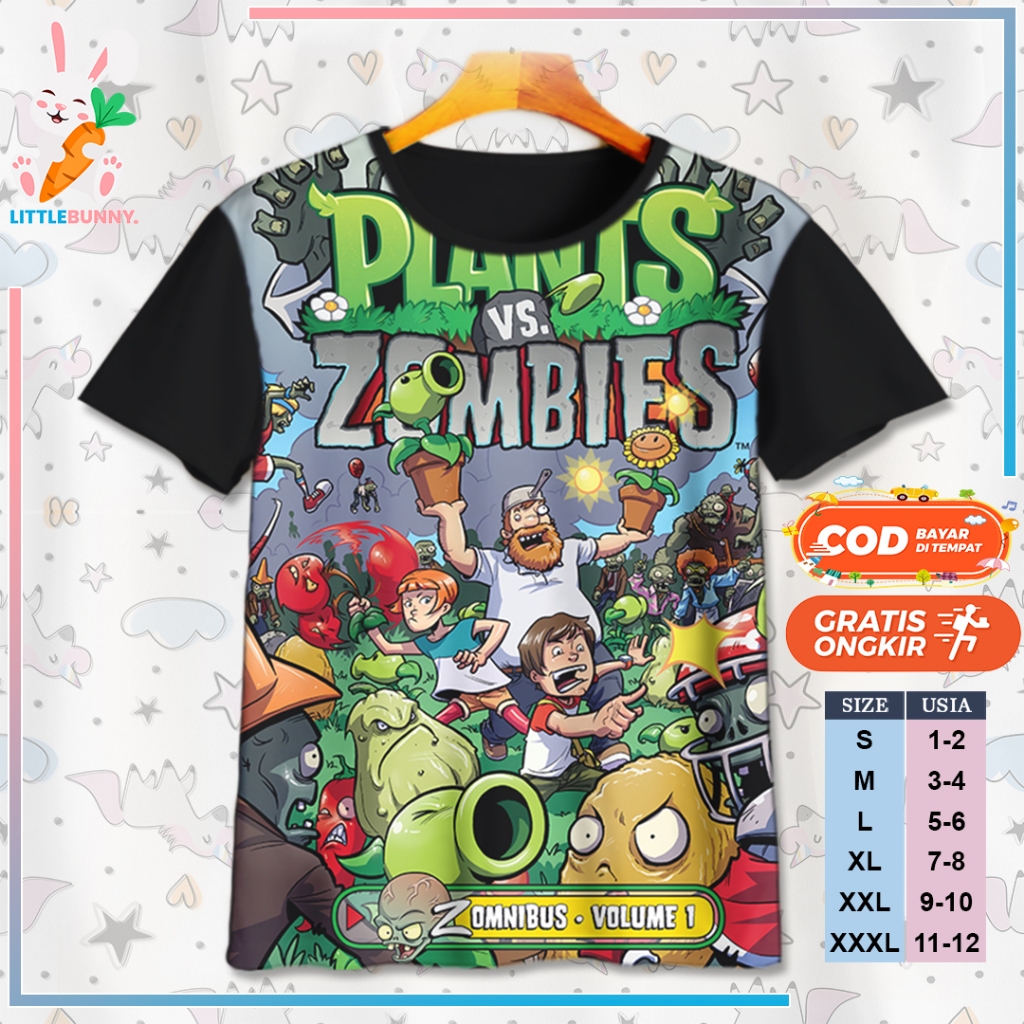 Jual BAJU KAOS ANAK 3D GAME PLANTS VS ZOMBIES - ZOMNIBUS | Shopee Indonesia
