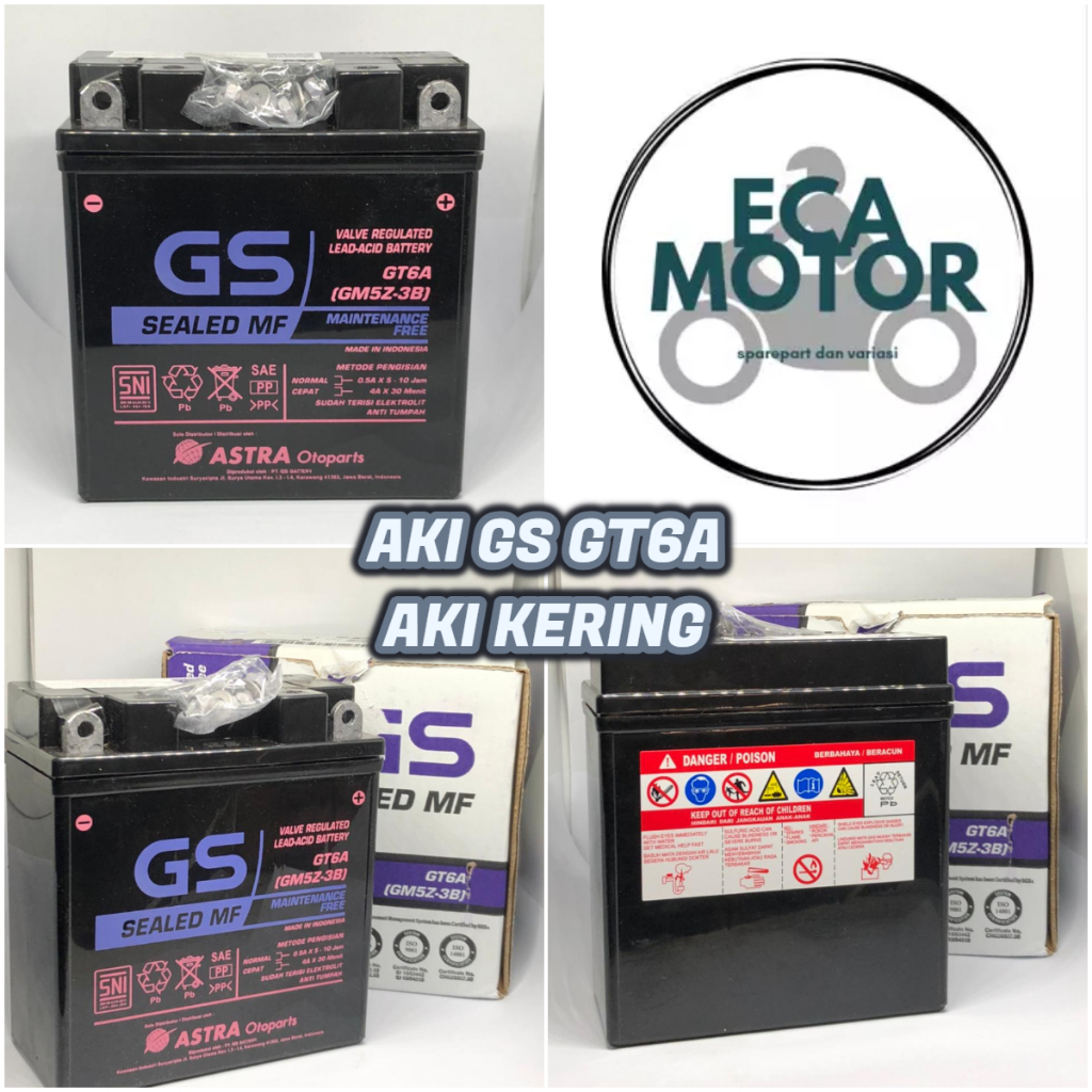 Jual AKI GS GT6A 5AH 12V SUPRA X SUPRA FIT MIO VEGA JUPITER GM5Z | Shopee Indonesia