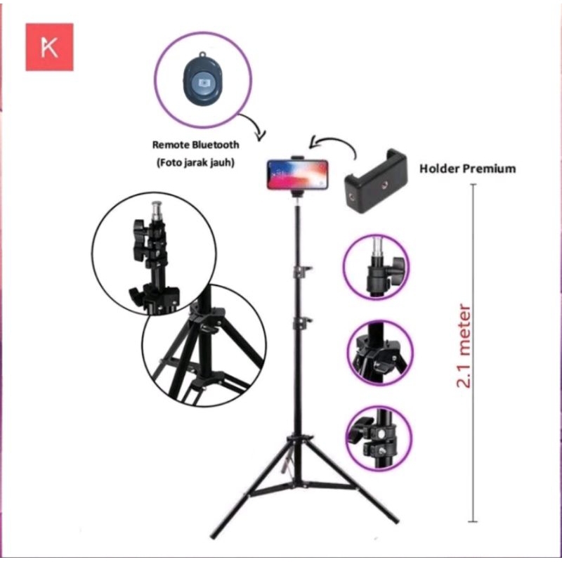 Jual Tripod HP 2 Meter | Tripod 2 Meter | Tripod Handphone 2 Meter Besi ...