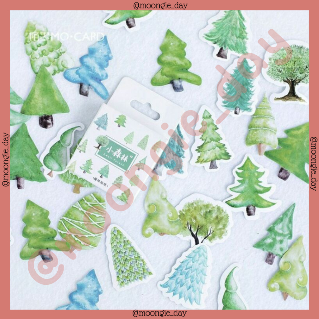 Jual 40-45 PCS/BOX STIKER KERTAS TEMA SMALL FOREST TREE POHON HUTAN ...