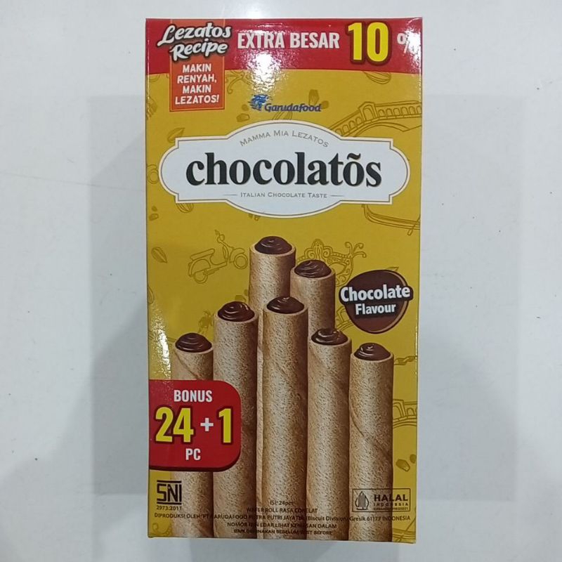 Jual Chocolatos Wafer Roll Cokelat 14 g @24 pcs / 336 gram Box Jumbo ...