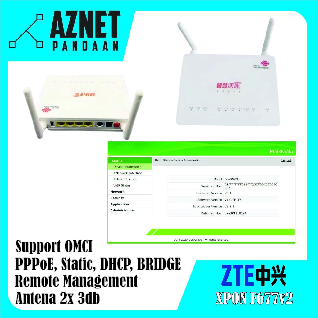 Jual ONU XPON ZTE F677V2 SUPPORT SEMUA OLT | Shopee Indonesia
