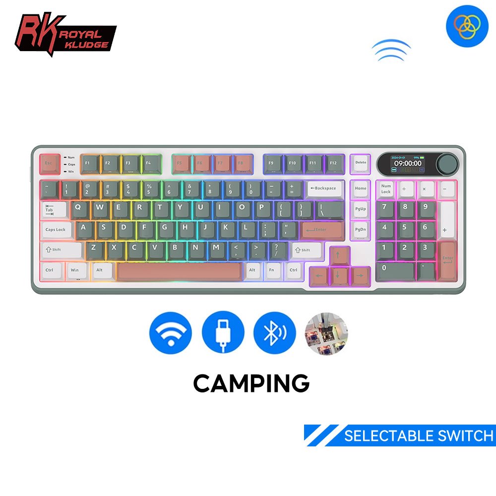 Jual Royal Kludge RK S98 White Blue Light Could 98 Key Gaming Keyboard ...
