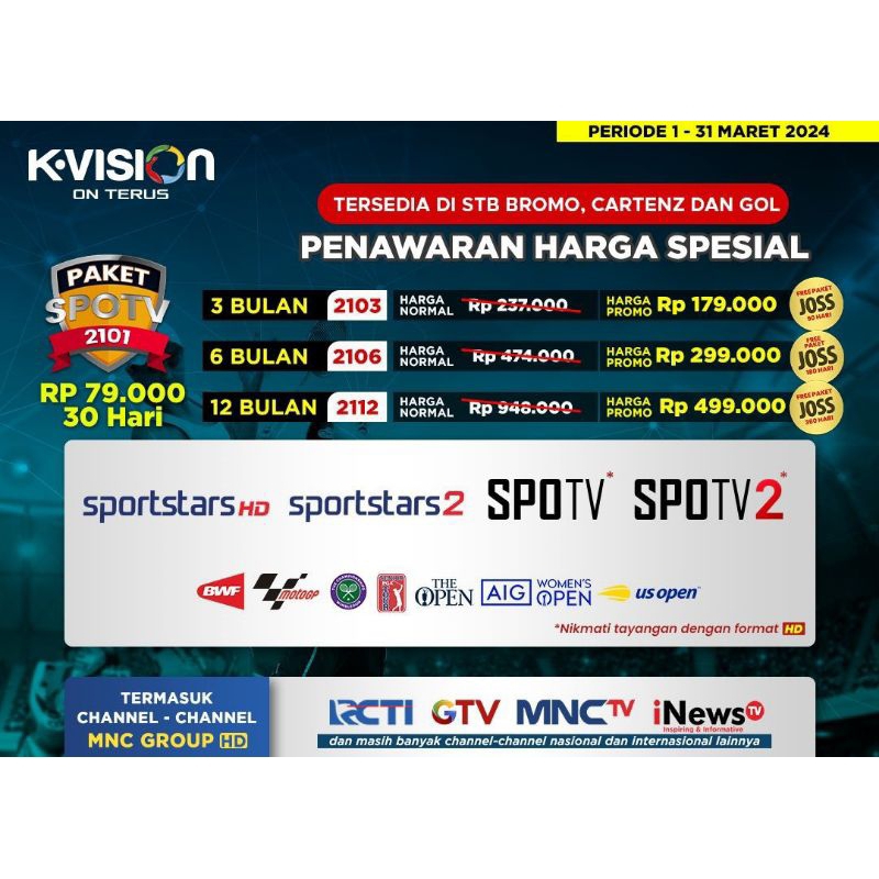 Jual Isi Receiver TV KVision Parabola SPOTV | Shopee Indonesia