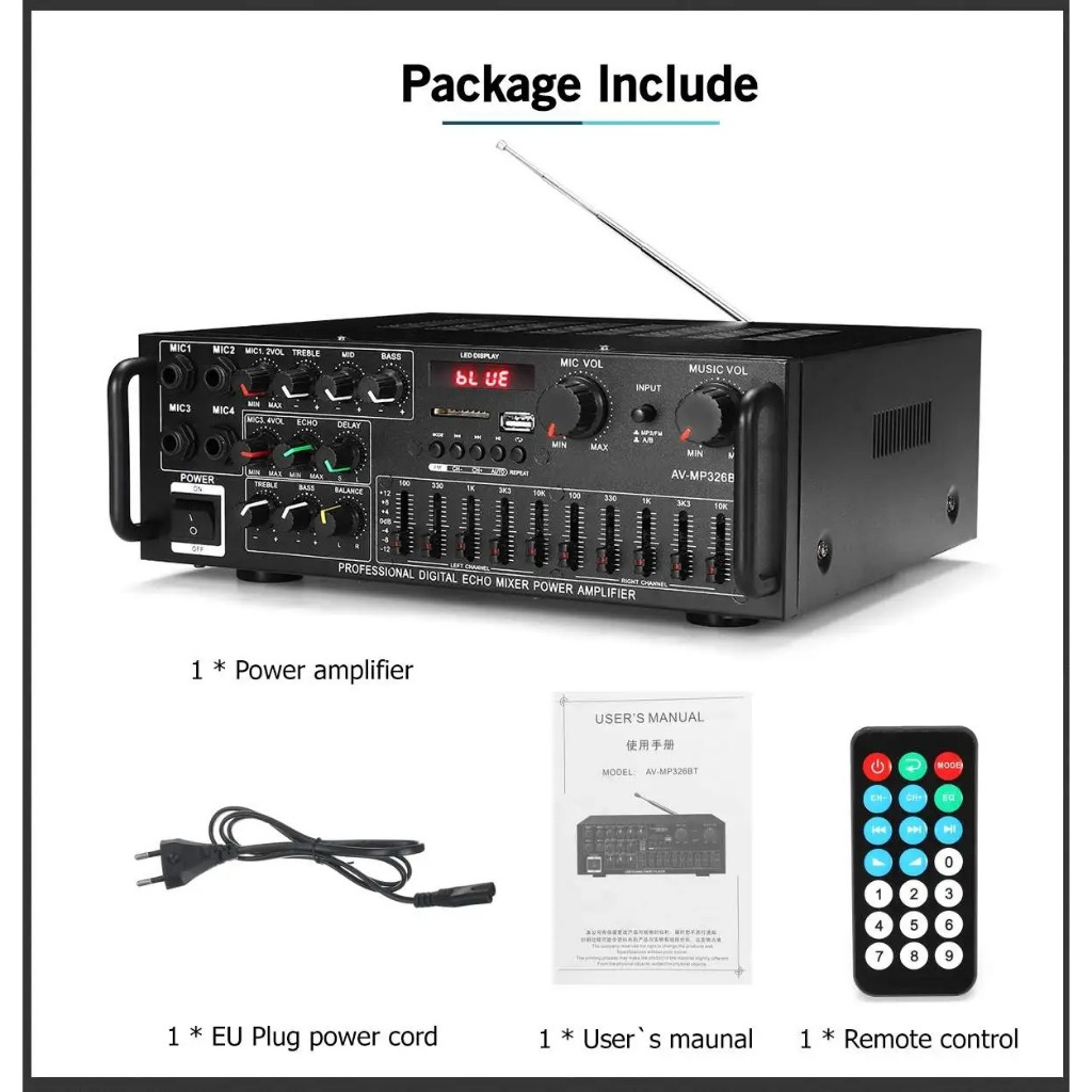 Jual BT-298A amplifier bluetooth Digital Amplifier 300W Audio Display ...