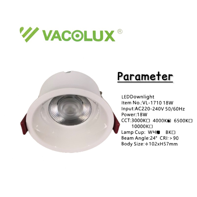 Jual Lampu downlight COB Led 18wat/Vacolux downlight spot led inbow 18 ...