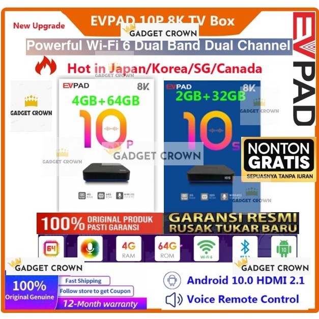 Jual EVPAD 11P 10P 6P / EVPAD 11S 10S 6S Android Tv Box - Android 10 - 4GB+64GB - 2.4/5GHZ - 6K ...