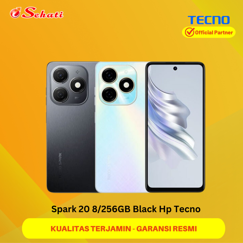 Jual Spark 20 8/256GB Black Hp Tecno Helio G85 Android 13 Octa-core NFC ...