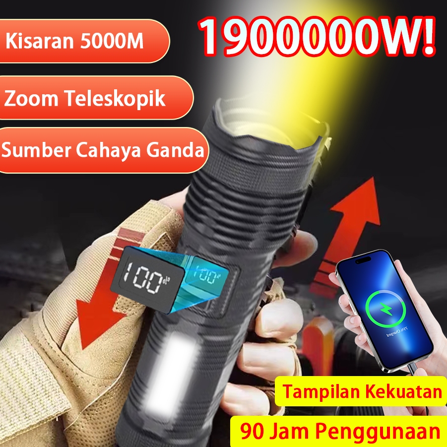 Jual Sumber Cahaya Ganda Senter Led Super Terang Cas Listrik Senter ...